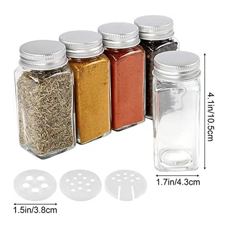16-Jar Revolving Countertop Spice Rack Organizer Square Jars With Black ...