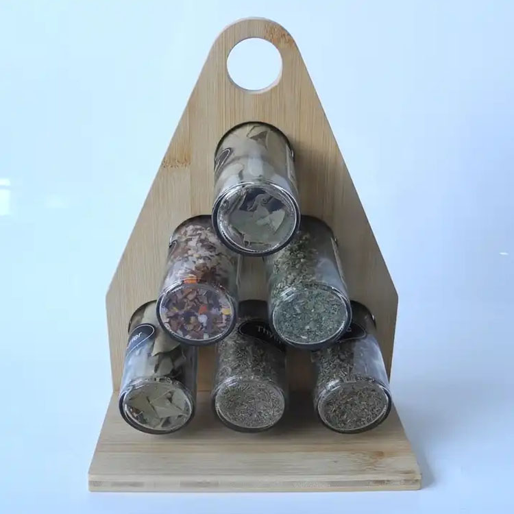 Triangle 3 Tier Spice Rack Organizer Shelf With Empty Glass Jars For ...